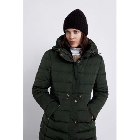 Zara | Jackets & Coats | Zara Down Filled Puffer Jacket Coat Brand New With Tags Dark Green ...